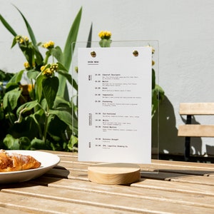 Acrylic Tabletop Menu Holder With Wood Base: Custom Sign - Etsy