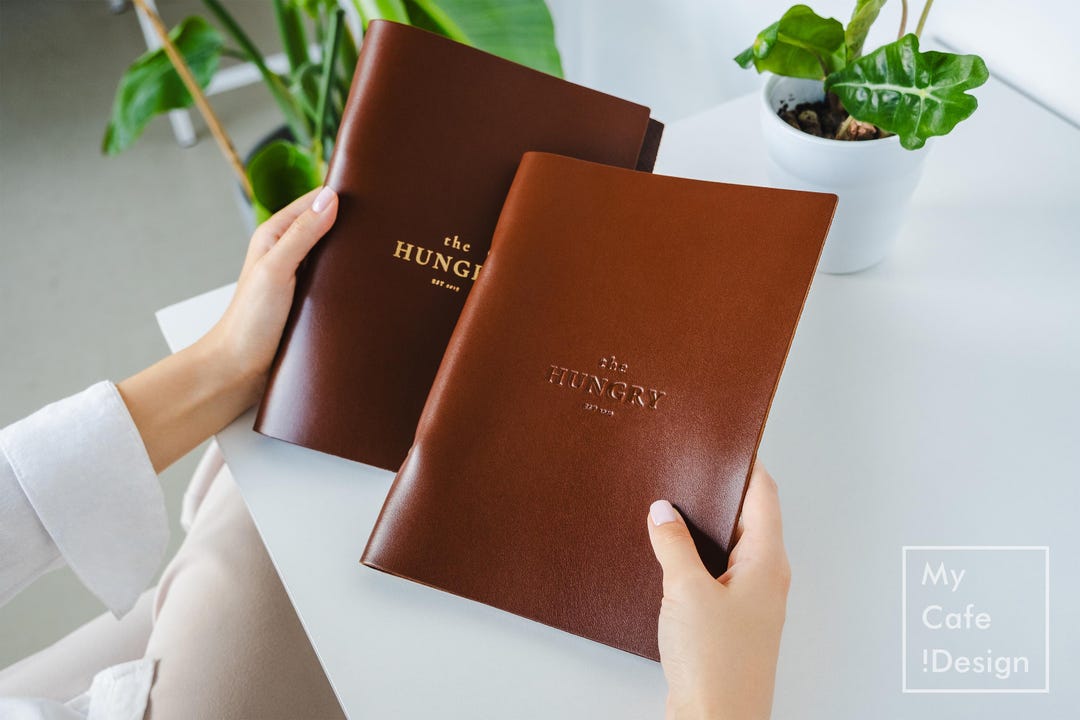 Brown Leather Menu Cover - Custom Menu Booklets, Drink Menu Binders for ...