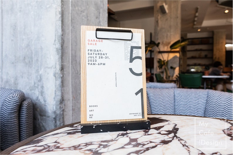 Table Stand Menu Holder, Wooden Sign Clipboard, Coffee Shop Table Tent ...