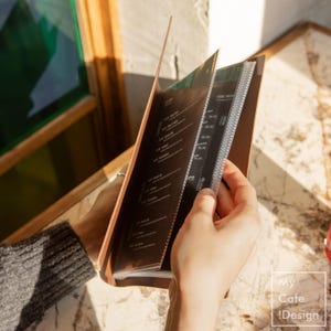 Recycled Leather Menu Holder: Custom Debossed Restaurant Menu With ...