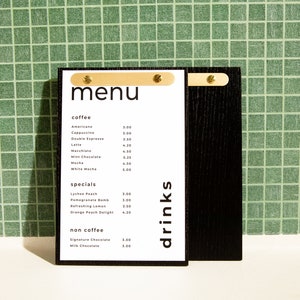 Personalized Wood Menu Holder: Cafe & Restaurant Drink Menu Board - Etsy