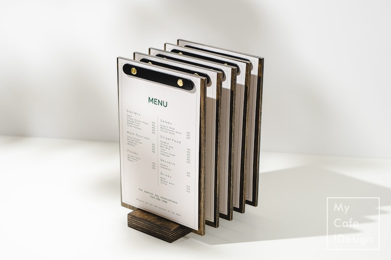 Custom Wooden Menu Board With Leather Plank (set of 5), Restaurant Menu ...