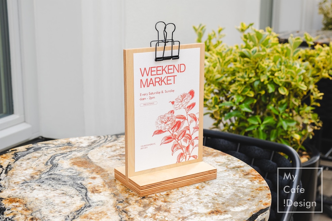 Wood Table Top Display Stand, Table Tent, Menu Holder for Restaurant ...