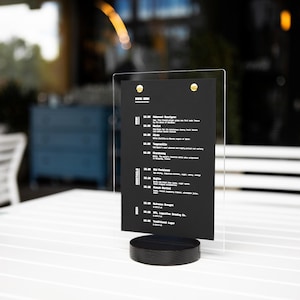 Acrylic Tabletop Menu Holder With Wood Base: Custom Sign - Etsy