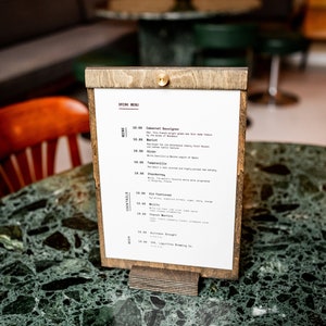 Custom Tabletop Menu - Wooden Menu Holder & Cafe Table Top Menu ...