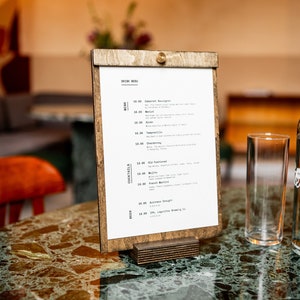 Custom Tabletop Menu - Wooden Menu Holder & Cafe Table Top Menu ...