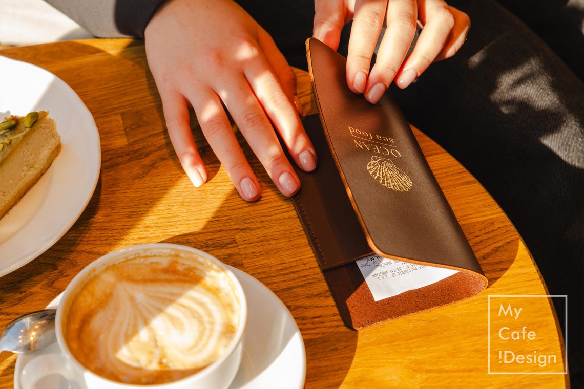 Leather Bill Holder: Personalized Check Presenter for Restaurant & Cafe ...