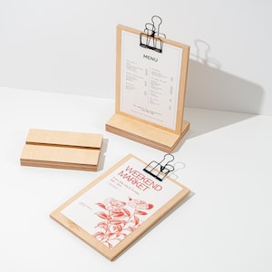 Wood Table Top Display Stand, Table Tent, Menu Holder for Restaurant ...