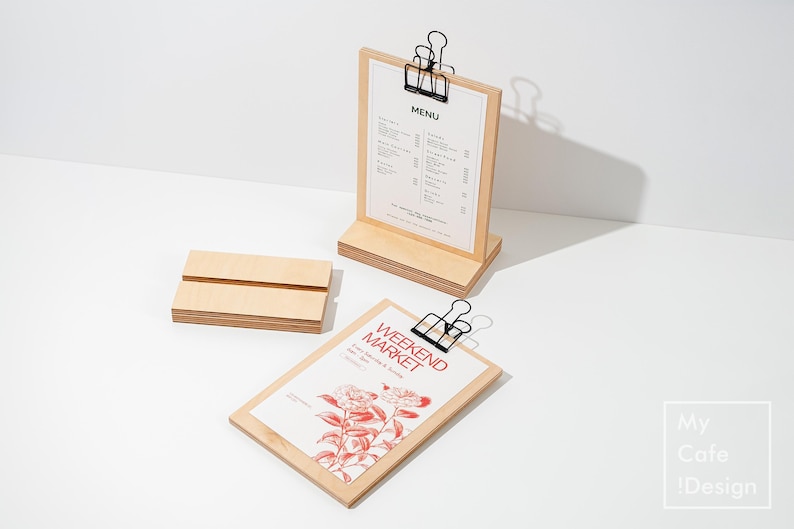 Wood Table Top Display Stand, Table Tent, Menu Holder for Restaurant ...