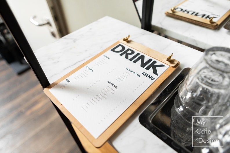 Personalized Wood Menu Holder: Beverage Menu Board for Restaurant, Cafe ...