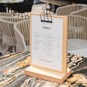 Wood Table Top Display Stand, Table Tent, Menu Holder for Restaurant ...