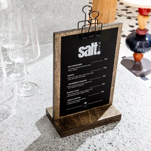 Custom Wood Table Tent: Restaurant Menu Holder for Drink & Food Menu - Etsy