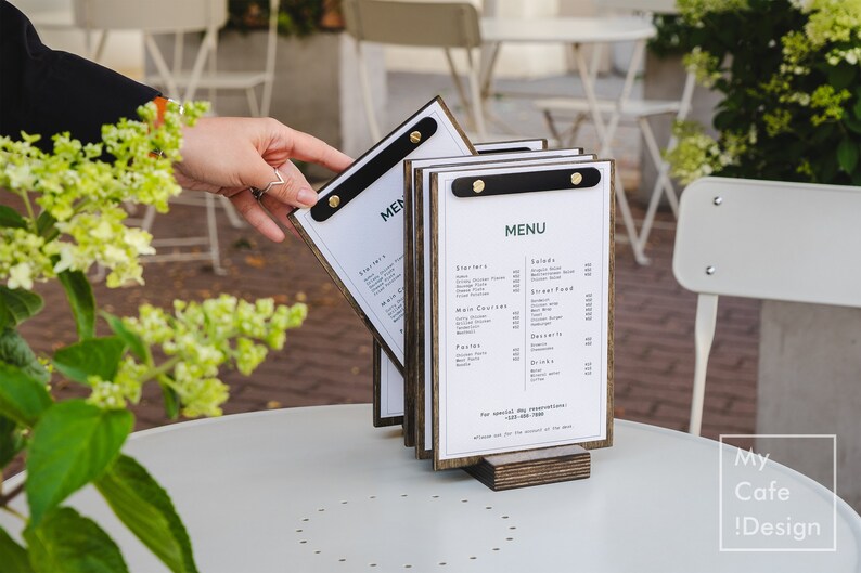 Custom Wooden Menu Boards With Base set of 5 Restaurant, Bar, Table ...