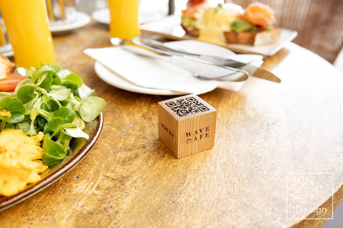 Custom Ash Wood QR Code Table Sign: Restaurant Table Number, Set of 10 ...