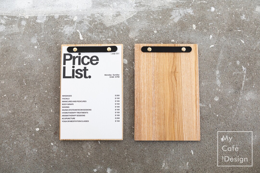 Wooden Restaurant Menu Holder, Custom Bar Menu Clipboard, Personalized ...