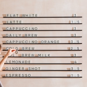 Changeable Wall Menu Board With Black Metal Rails - Etsy