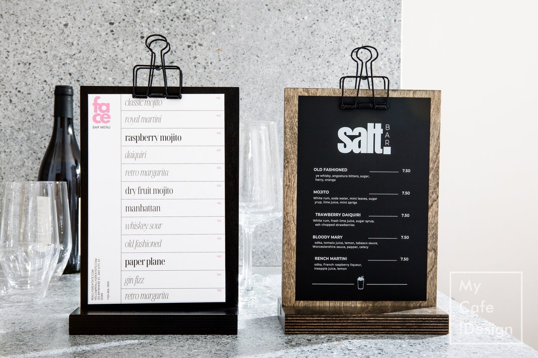 Custom Wood Table Tent: Restaurant Menu Holder for Drink & Food Menu - Etsy