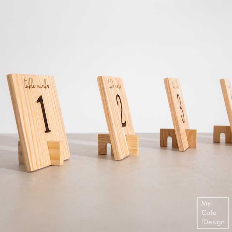 Engraved Ash Wood Table Number Stands With QR Code - Set of 5 - Etsy UK