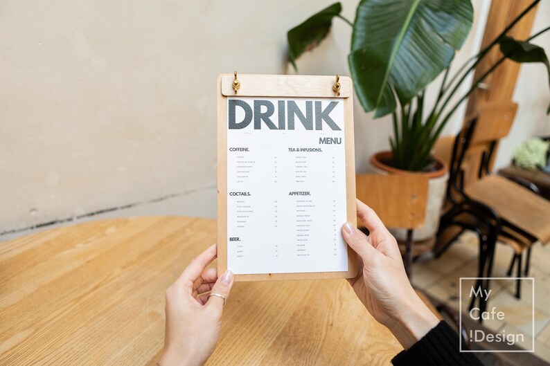 Personalized Wood Menu Holder: Beverage Menu Board for Restaurant, Cafe ...