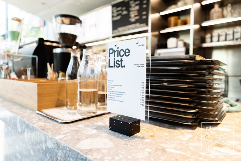 Acrylic Sign Holder, Terrazzo Table Tent, Transparent Table Menu ...