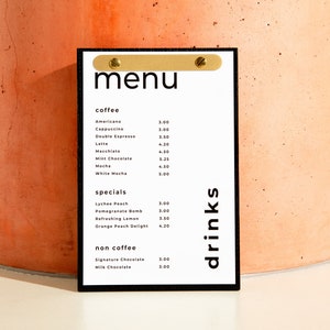 Wood Menu Holder, Personalized Menu Board, Custom Restaurant Menu, Cafe ...