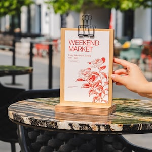 Wood Table Top Display Stand, Table Tent, Menu Holder for Restaurant ...