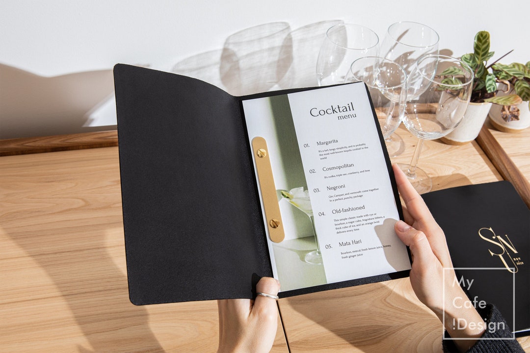 Restaurant Menu Cover, Leather Menu Holder, Porte Menu, Personalized ...