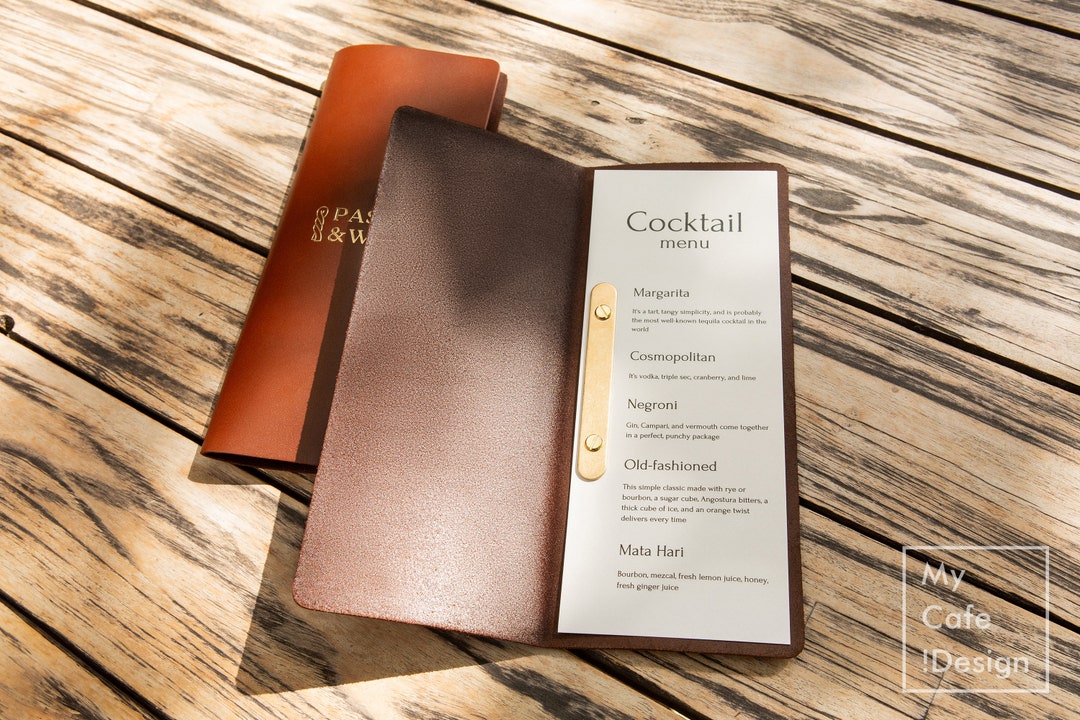 Personalized Leather Menu Holder: Menu Cover for Restaurant, Cafe & Bar ...