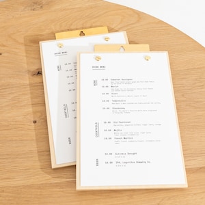 Menu Holder With Brass Wall Mount, Custom Engraved Sign, Personalized ...