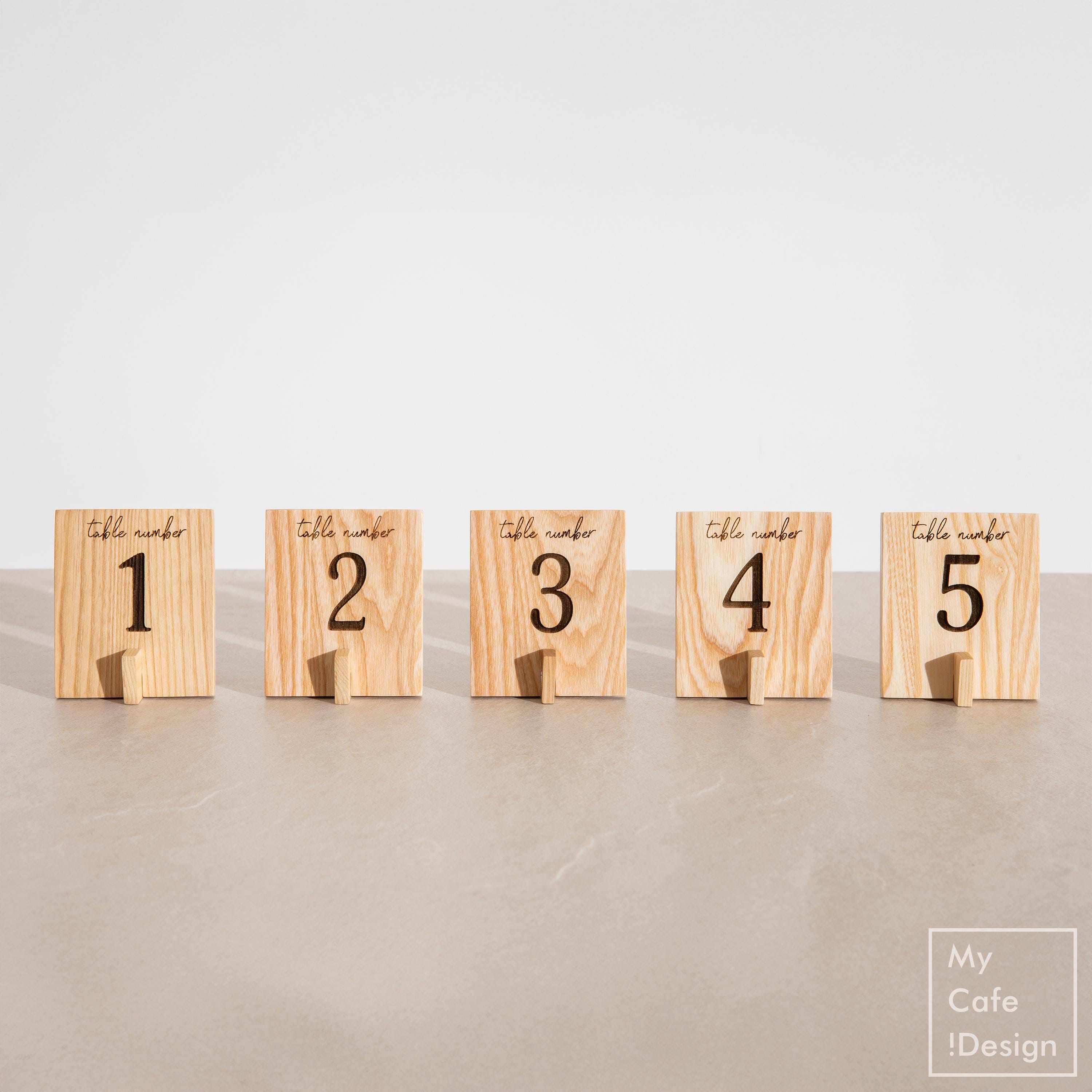 Engraved Ash Wood Table Number Stands With QR Code - Set of 5 - Etsy UK