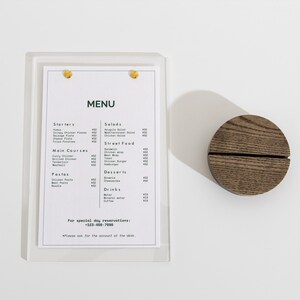 Acrylic Tabletop Menu Holder: Ash Wood Base, Restaurant Table Tent - Etsy