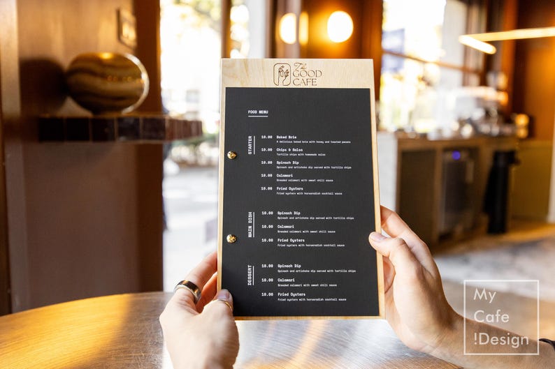 Custom Menu Holder: Wooden Menu Board With Engraved Logo for Restaurant ...