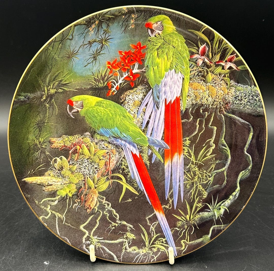 Wedgwood Fragile Paradise Parrot Plate Buffon's Macaws Limited Edition ...