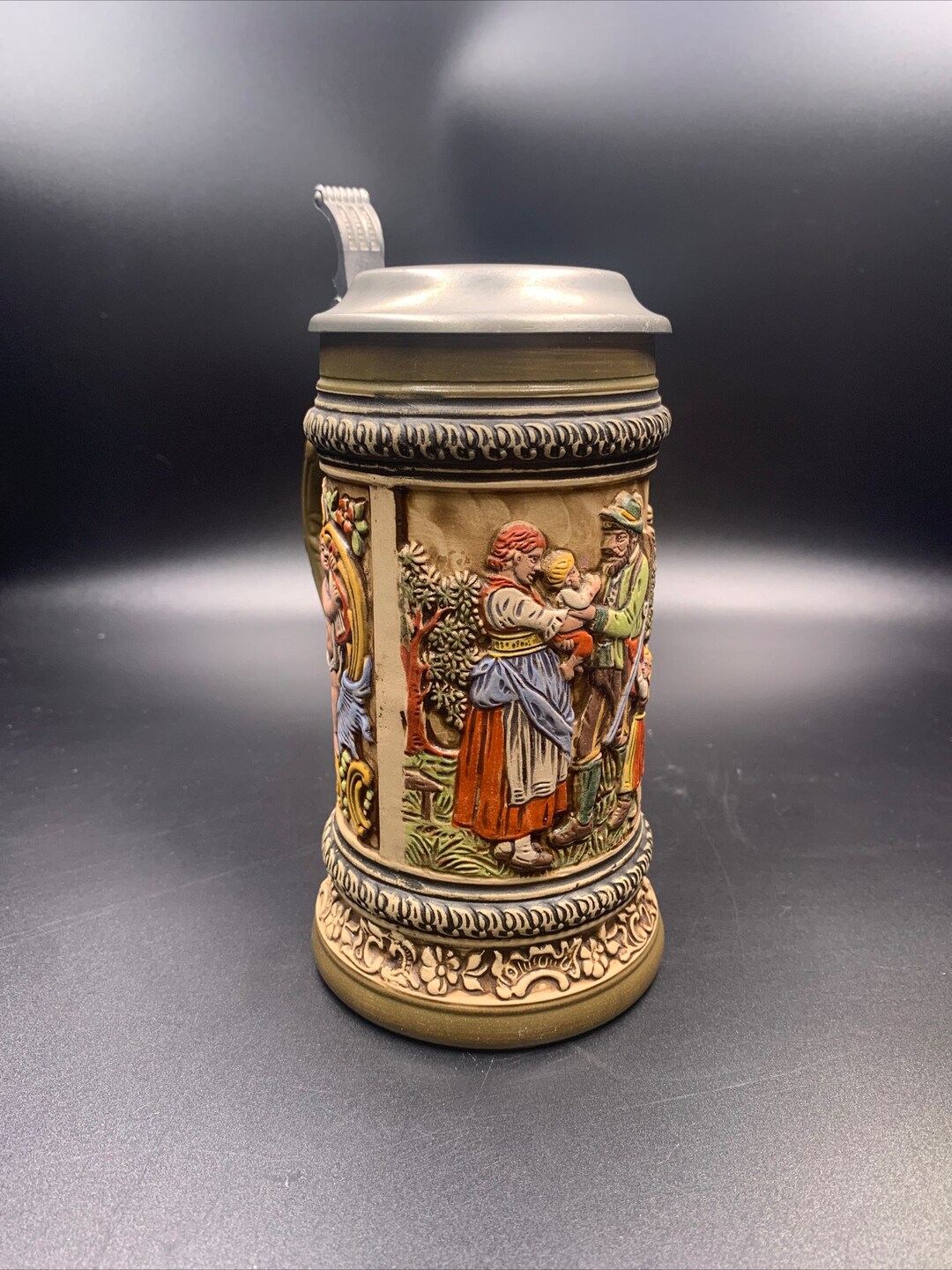 Vintage Beer Mug Old Gerz Seidel Tin Lid Stoneware Collector Beer Mug ...