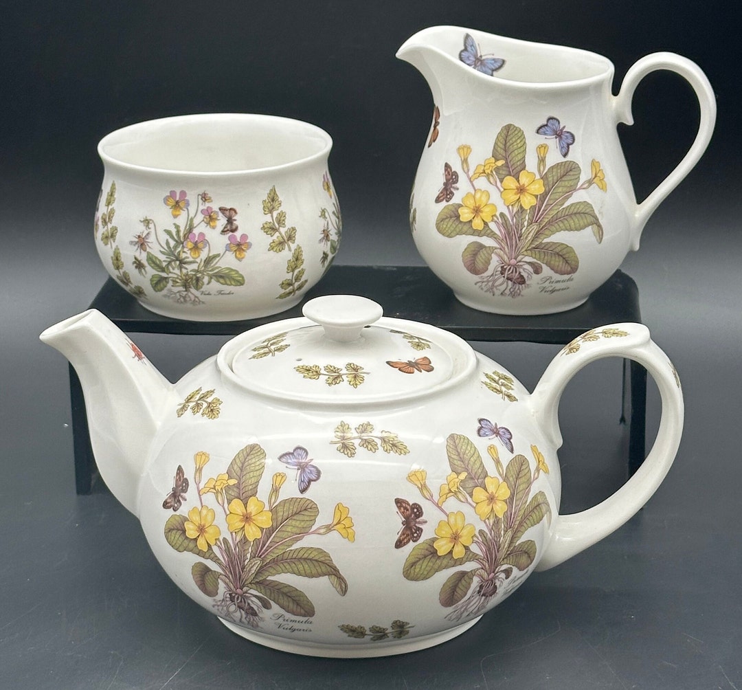 James Dean Pottery Rye Bone China Botanical Teapot Milk & Sugar - Etsy