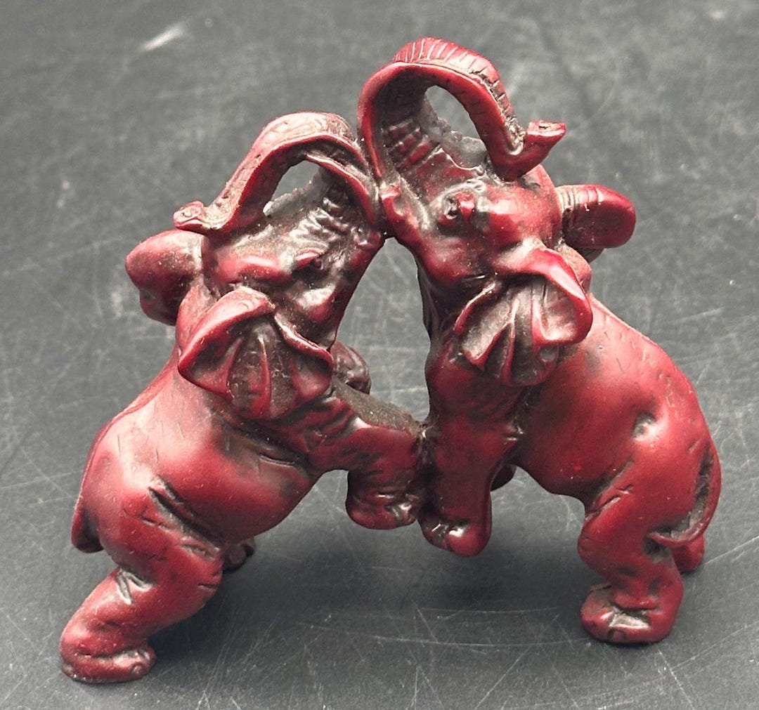Chinese Zodiac Statues Red Resin Elephants Fighting - Etsy UK