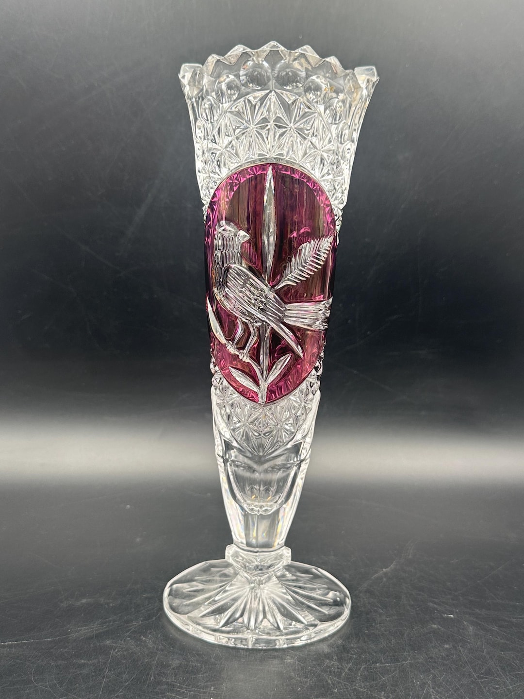 Hofbauer Ruby Byrdes Collection Lead Crystal Tall Vase - Etsy