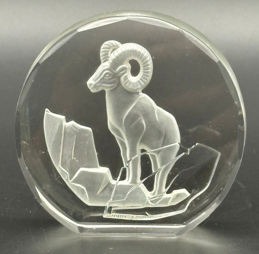 Danbury Mint Crystal Paper Weight Mountain Goat by Philp Nathan - Etsy