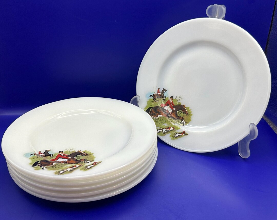Jaj Pyrex Tally Ho Hunting Scene Set of Six Tea / Side Plates 6.5" - Etsy