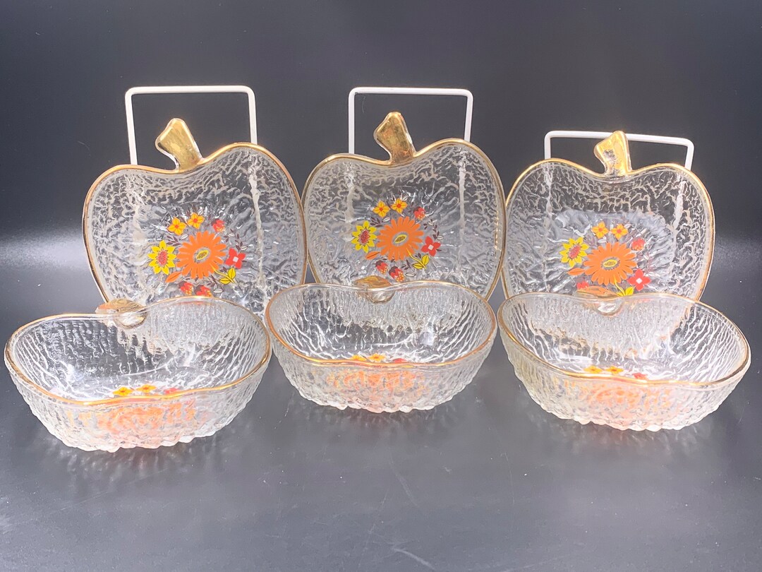 Retro Apple Shape Glass Desert Dishes X6 - Etsy