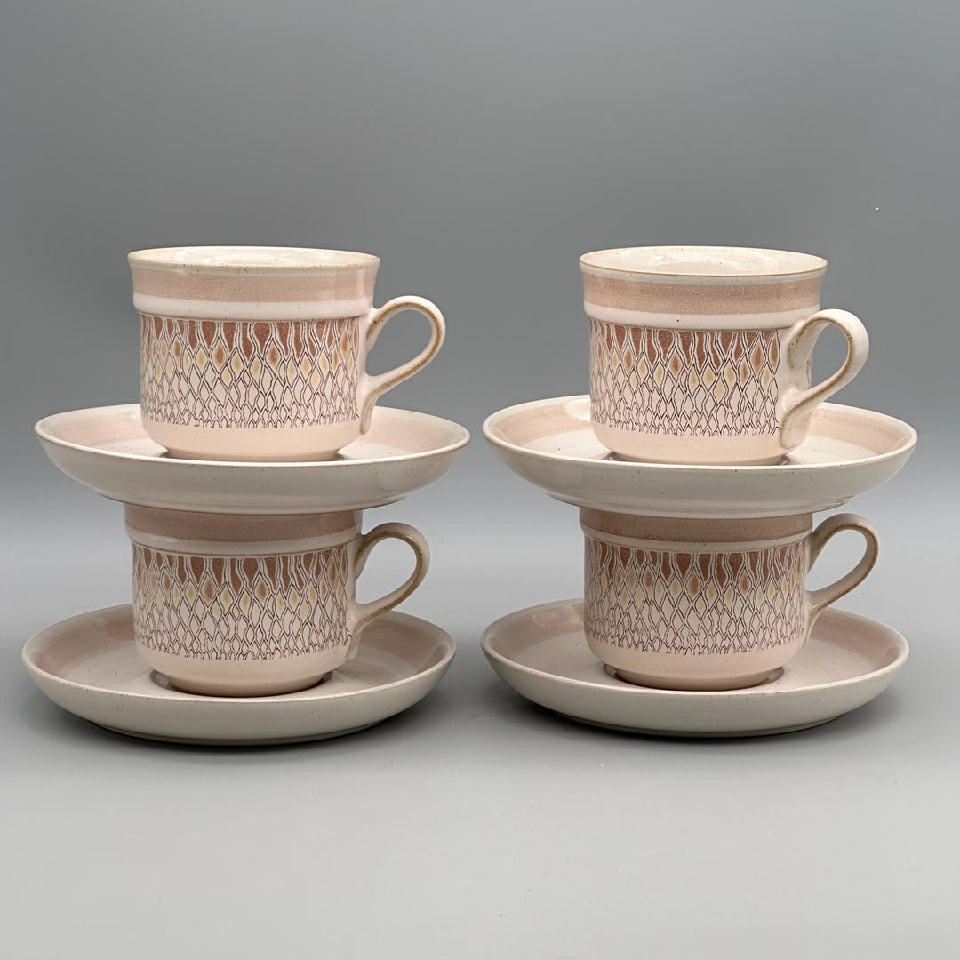 Denby Chantilly Fine Stonware Tea Cup and Saucer Set of Four (E) - Etsy