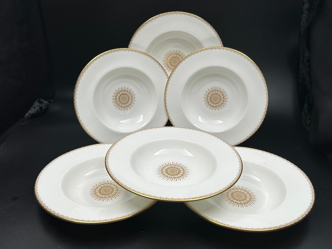 Elijah Bain Foley China Versaille Set Six Rimmed Soup Bowls - Etsy UK