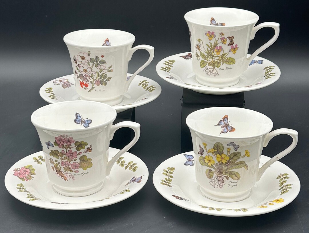 Set of Four James Dean Pottery Rye Bone China Botanical Cups and ...