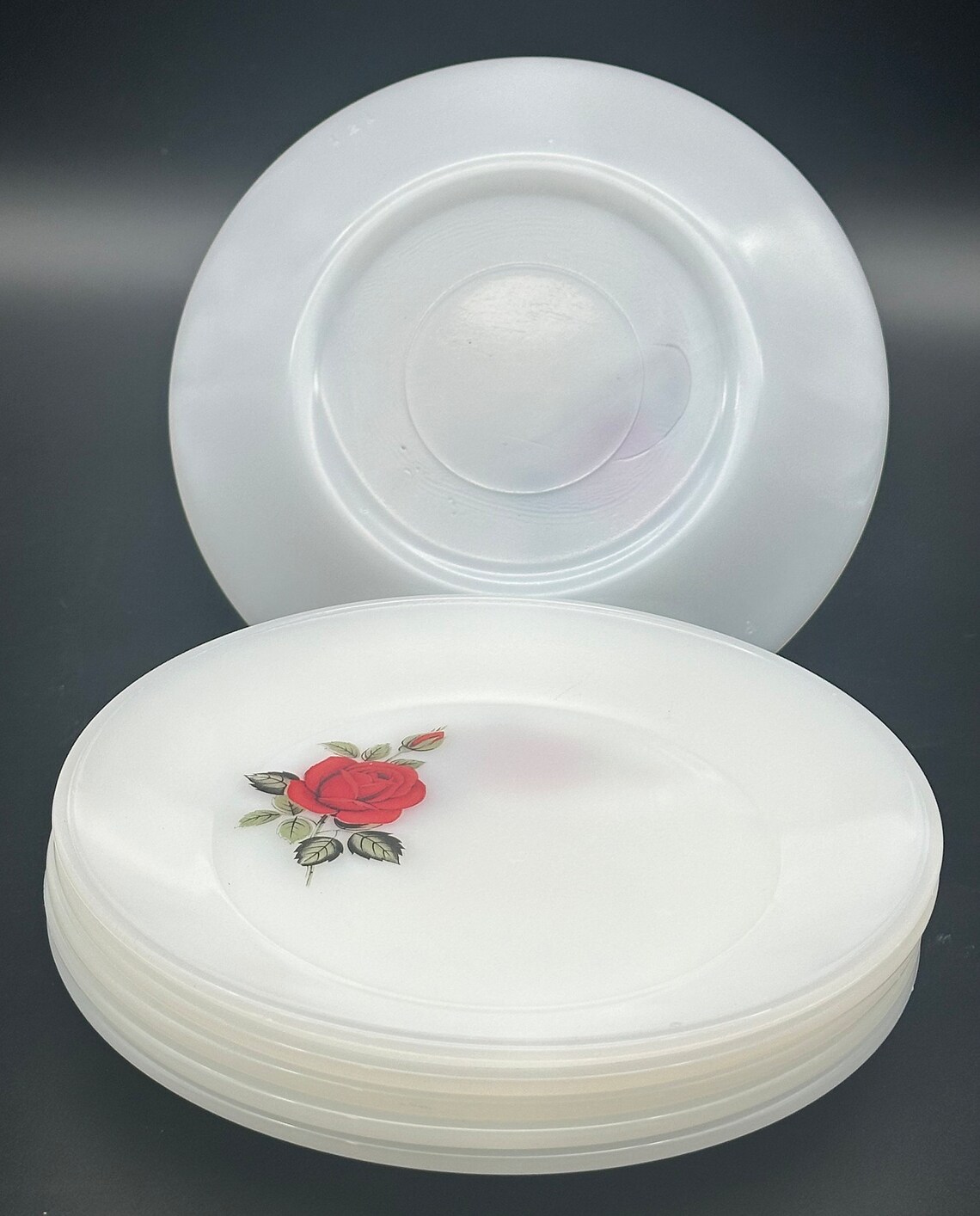 Phoenix Opalware Red Rose Pattern Vintage Pyrex Set of Six Side/tea ...