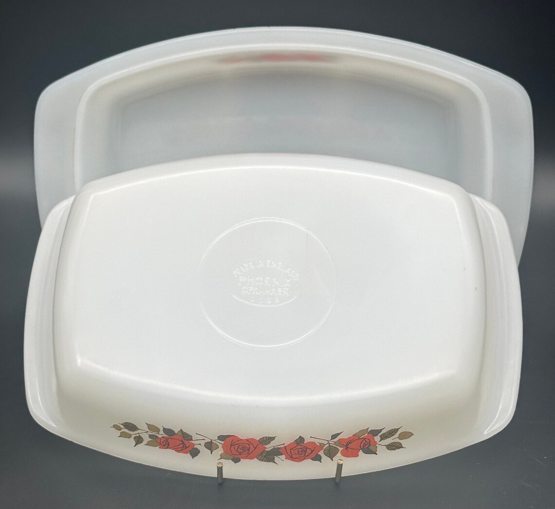 Phoenix Opalware - Red Rose Pattern Roasting Dish and Lid - Etsy UK