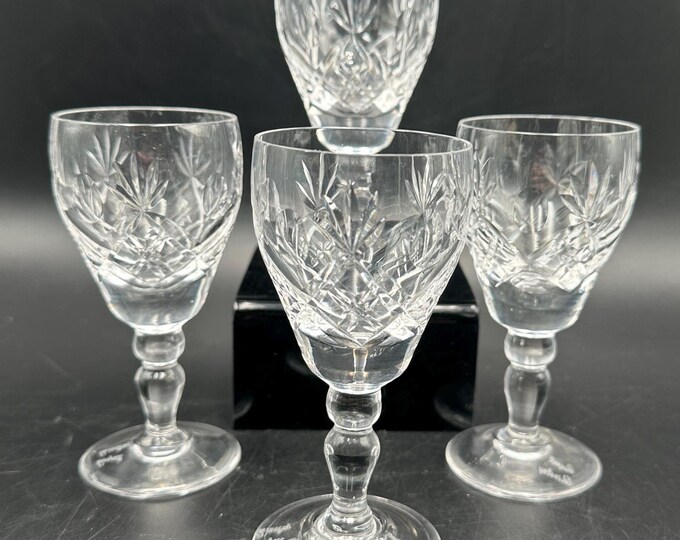 Royal Brierley Elizabeth Cut Crystal Set of Four Port/sherry Glasses ...