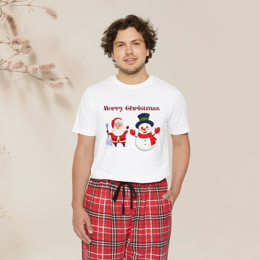 Beautiful, Santa and His Snowman, Men's Short Sleeve Pajama Set. Great ...