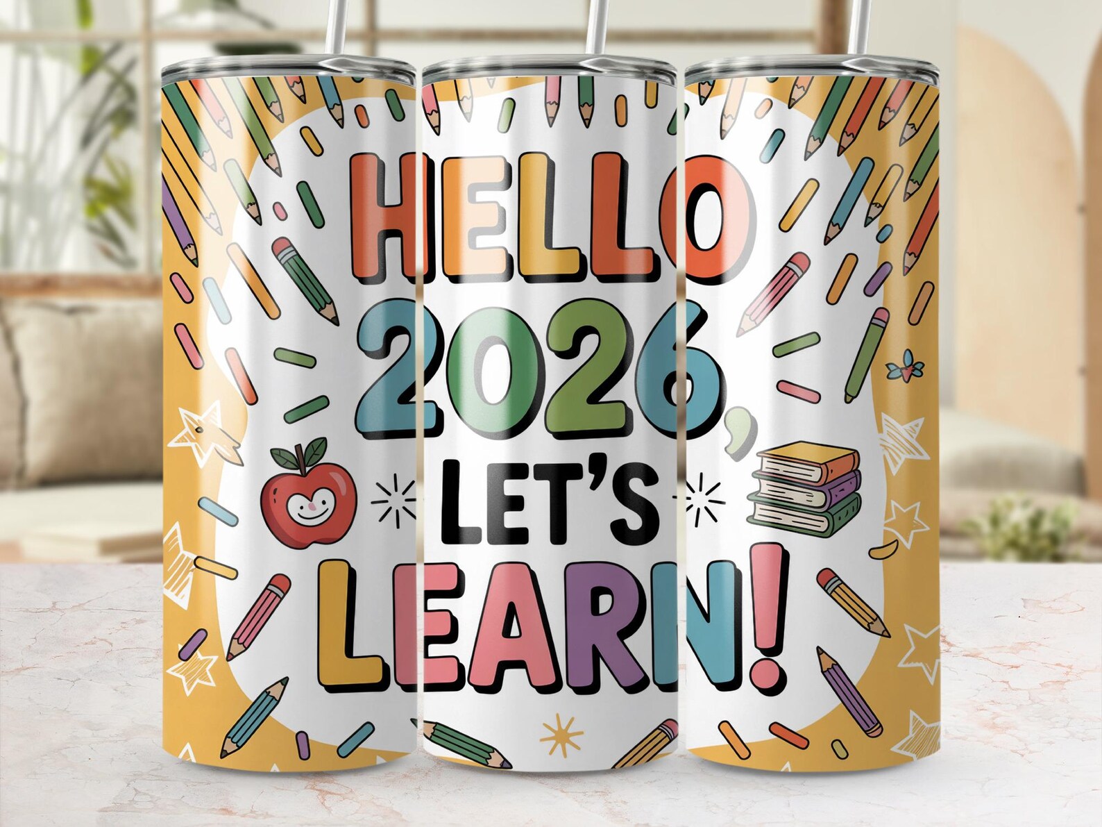 Hello 2026 Tumbler Wrap, Let's Learn PNG, School Sublimation Designs ...