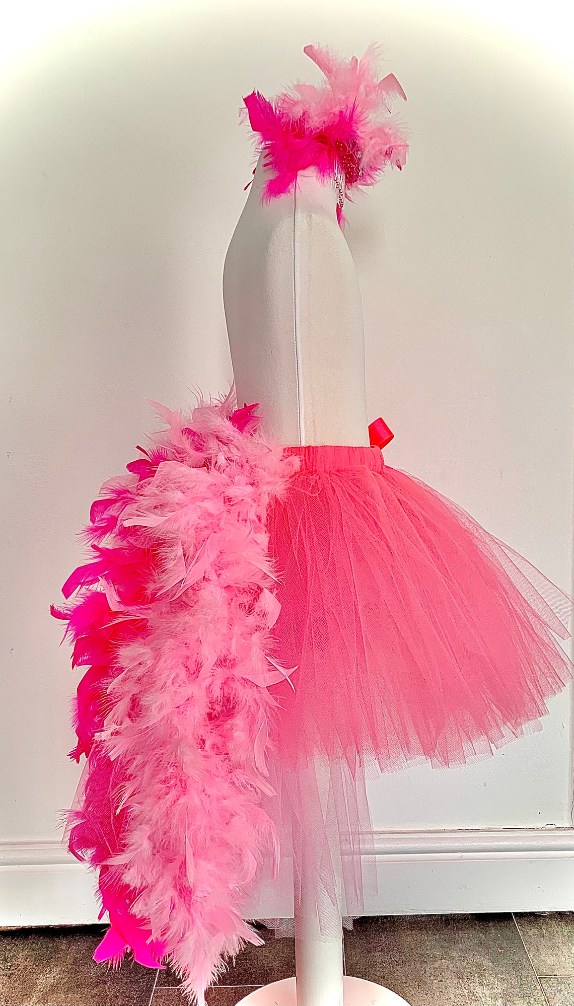 Flamingo Tutu Costume Skirt Headpiece Feathers Gems Hot Pink - Etsy