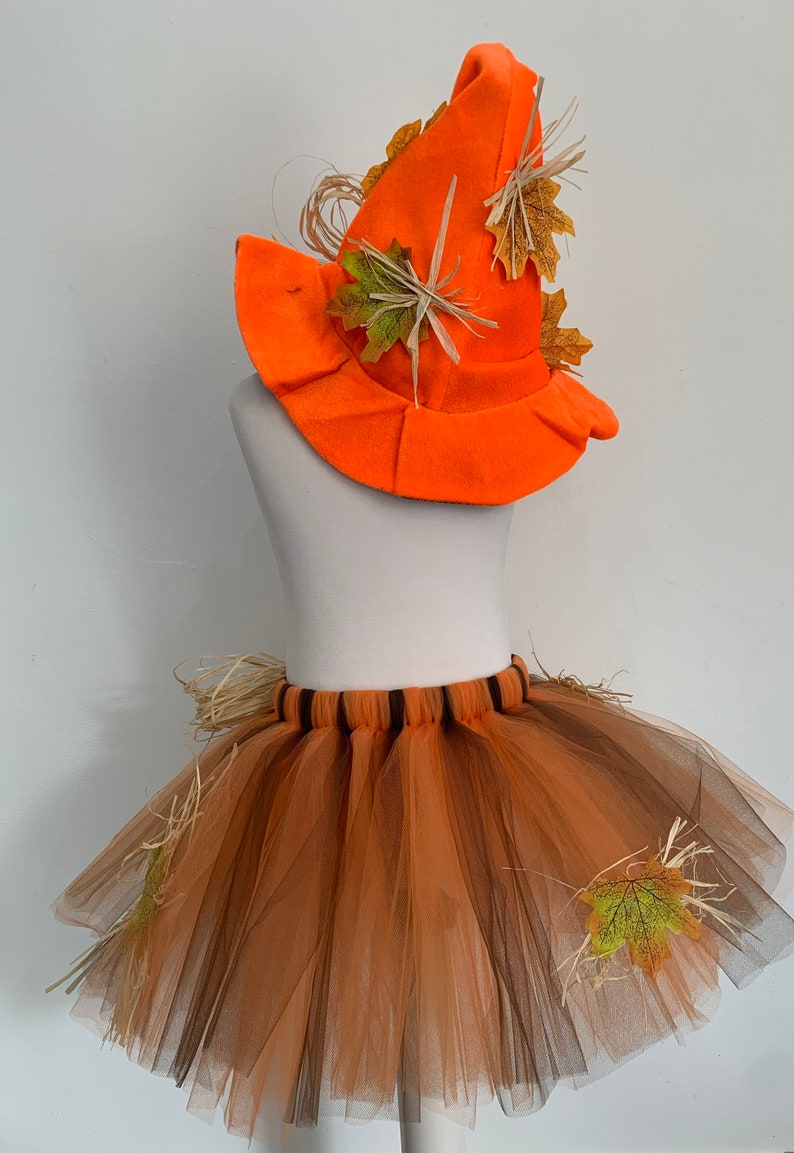 Épouvantail tutu tulle jupe chapeau déguisement orange marron automne ...